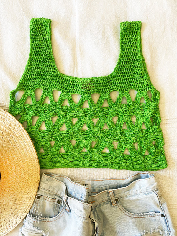 Crochet Diamond Crop Tank Top - annakosturova